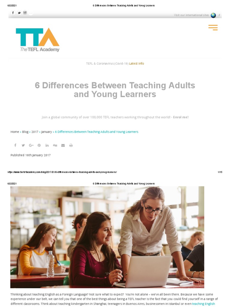 6 Differences Between Teaching Adults and Young Learners | PDF ...