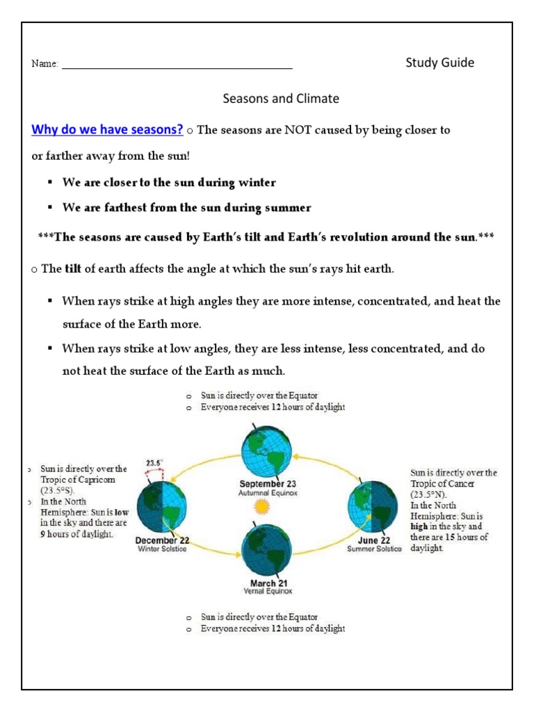 Understanding the Causes and Effects of Seasonal Changes and Climate ...