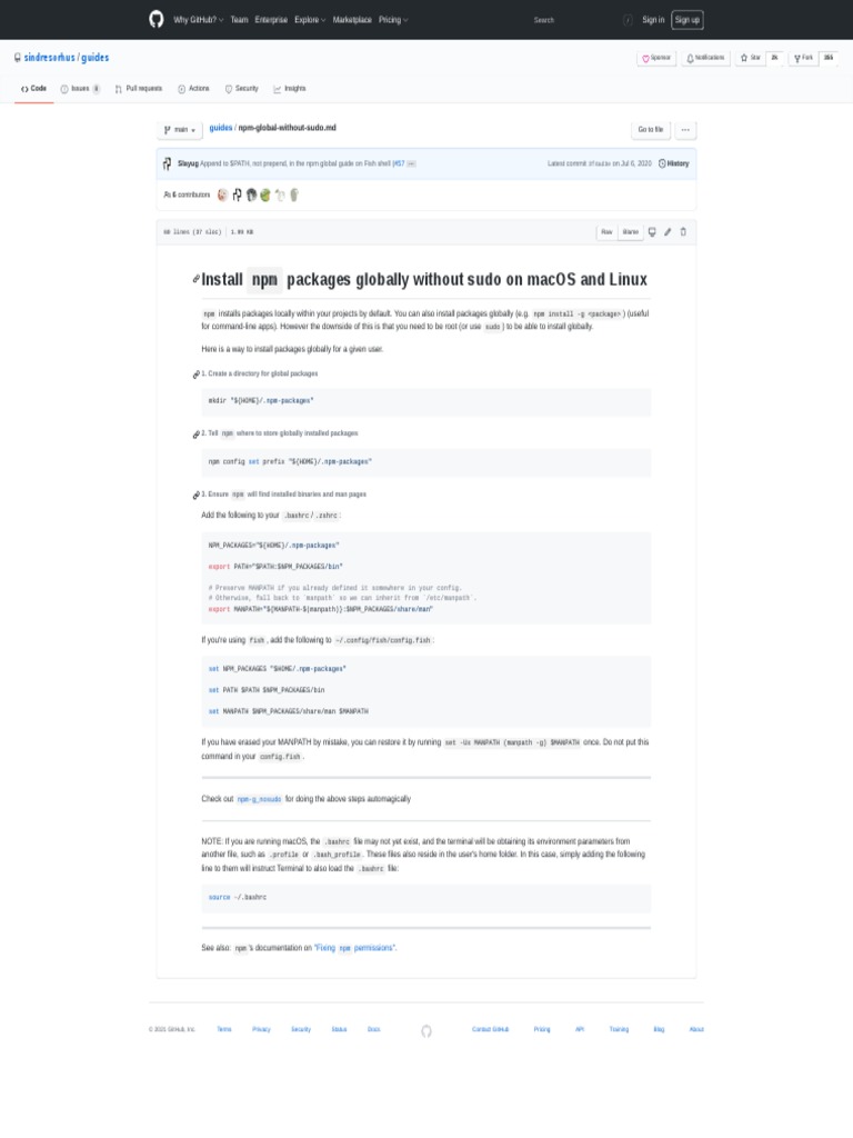 Install NPM Packages Globally Without Sudo On Macos and Linux | PDF ...