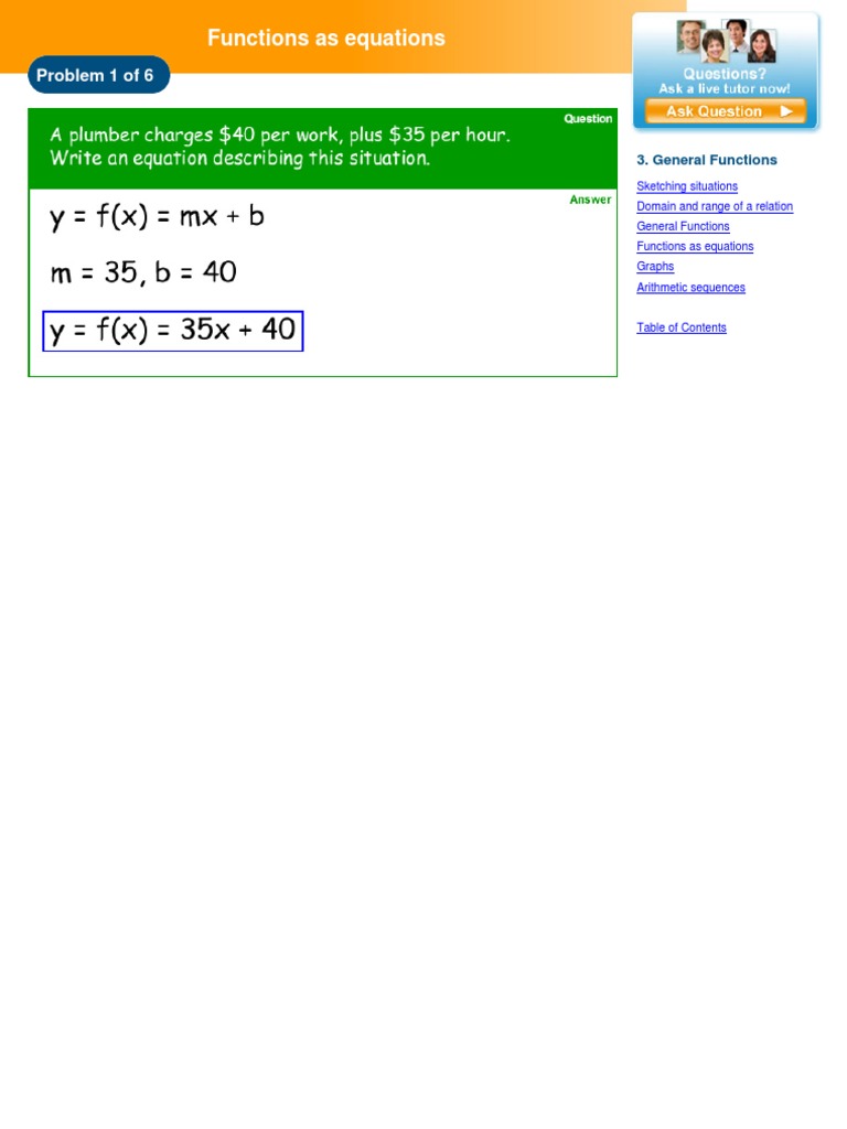 Functions As Equations | PDF | Function (Mathematics) | Functions And ...