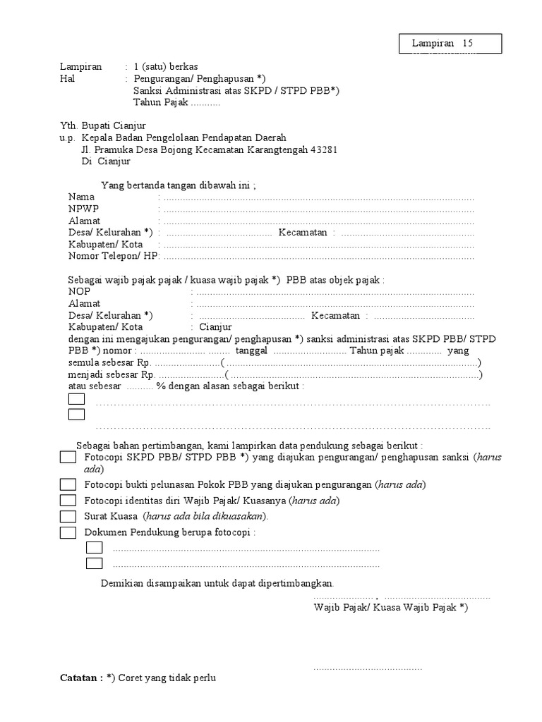 Lampiran 15 - Form Pengurangan Sanksi | PDF | Pengelolaan Keuangan & Uang