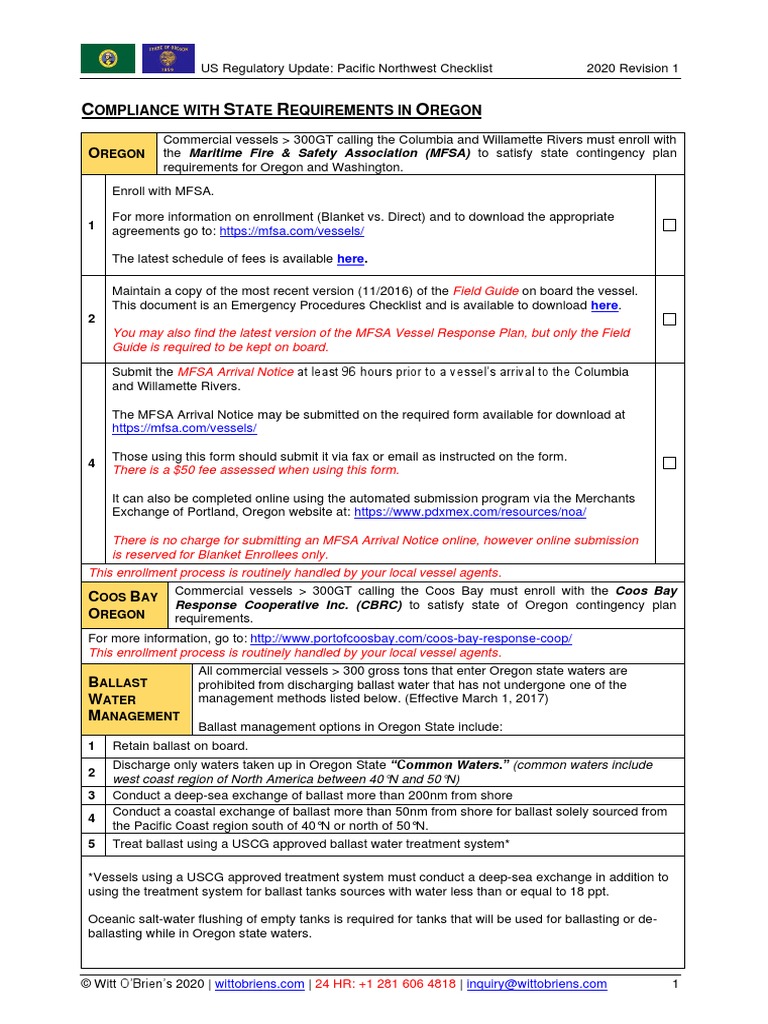 2020 PacNW Checklist Rev 1 | PDF | Water | Nature