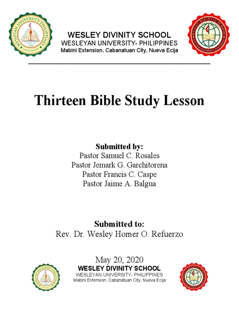 Thirteen Bible Study Lesson: Wesley Divinity School | PDF | John The ...
