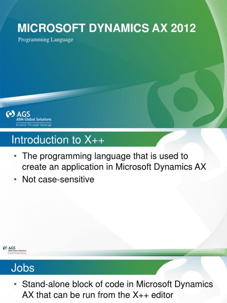 It Microsoft Dynamics Ax 2012 Programming Language Pdf Boolean Data Type Object 4189