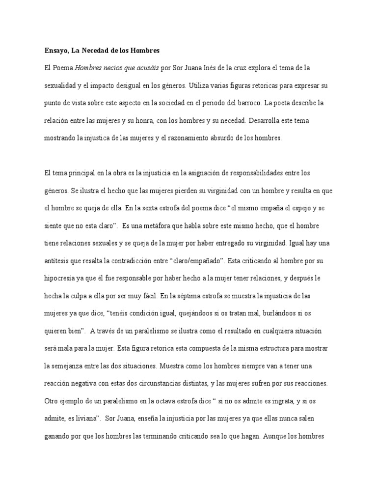 Ensayo de Los Hombres Necios Que Acusais | PDF