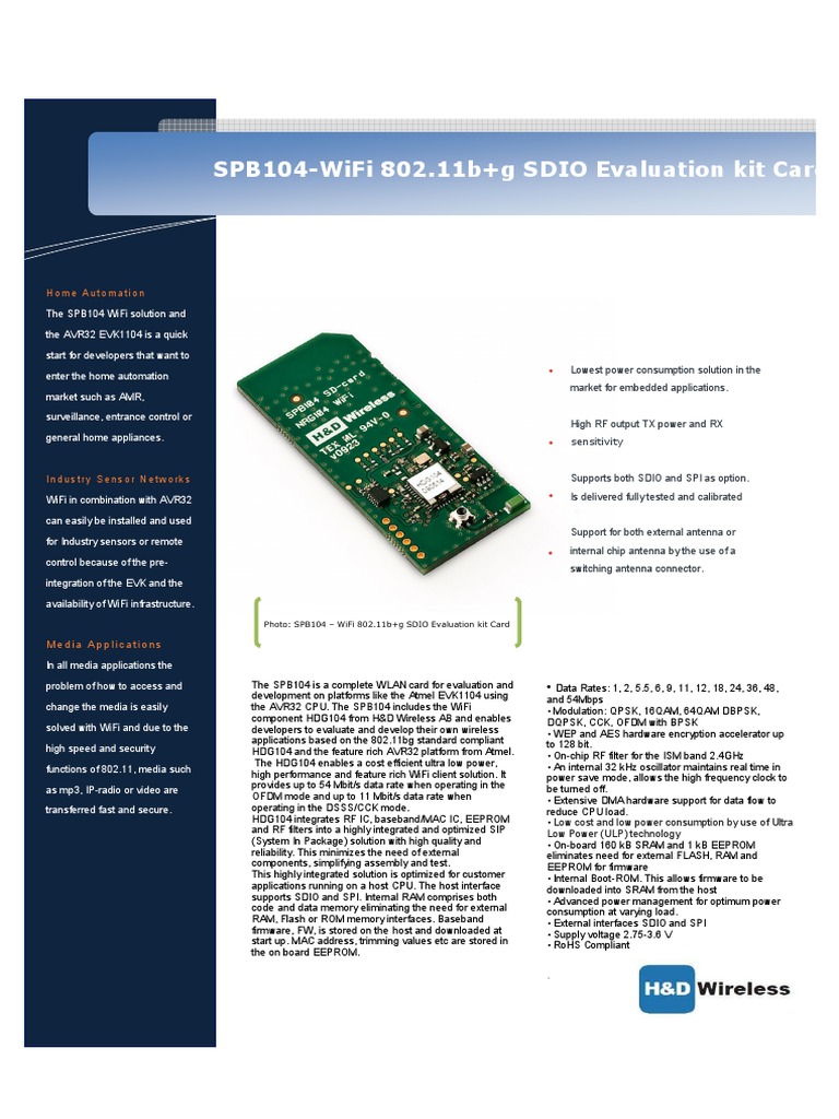 SPB104 Product Brief | PDF | Wi Fi | Random Access Memory