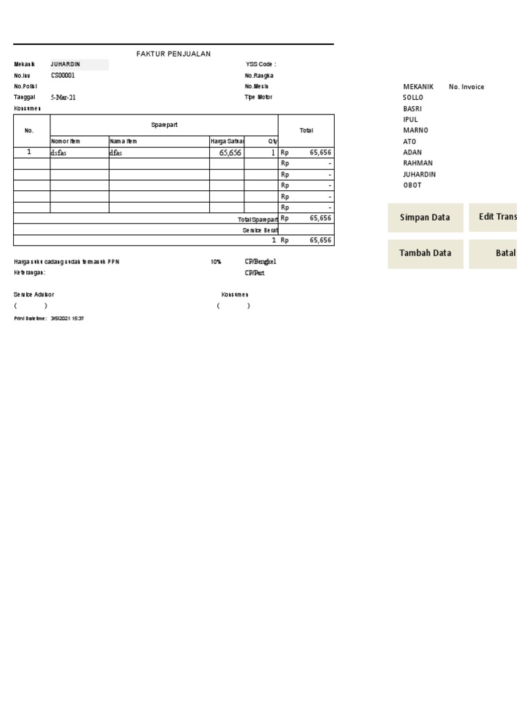 Contoh Nota Print Edit D-PCK | PDF