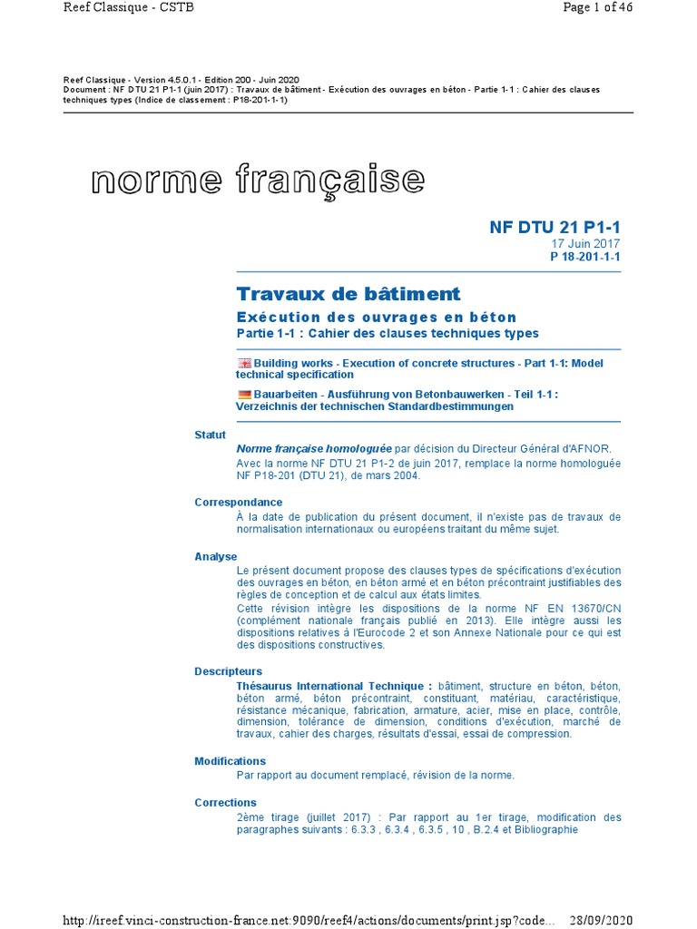 Dtu 21 | PDF | Code de la construction et de l'habitation | Béton