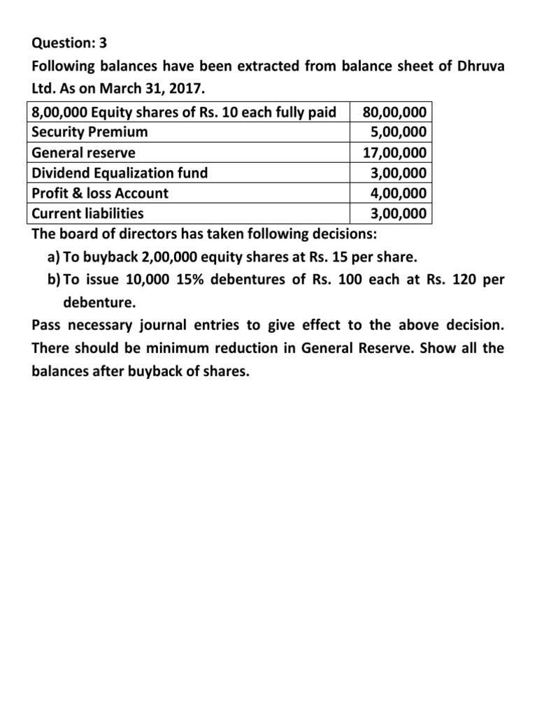 Dhruva Ltd. Share Buyback Journal Entries | PDF | Share Repurchase ...