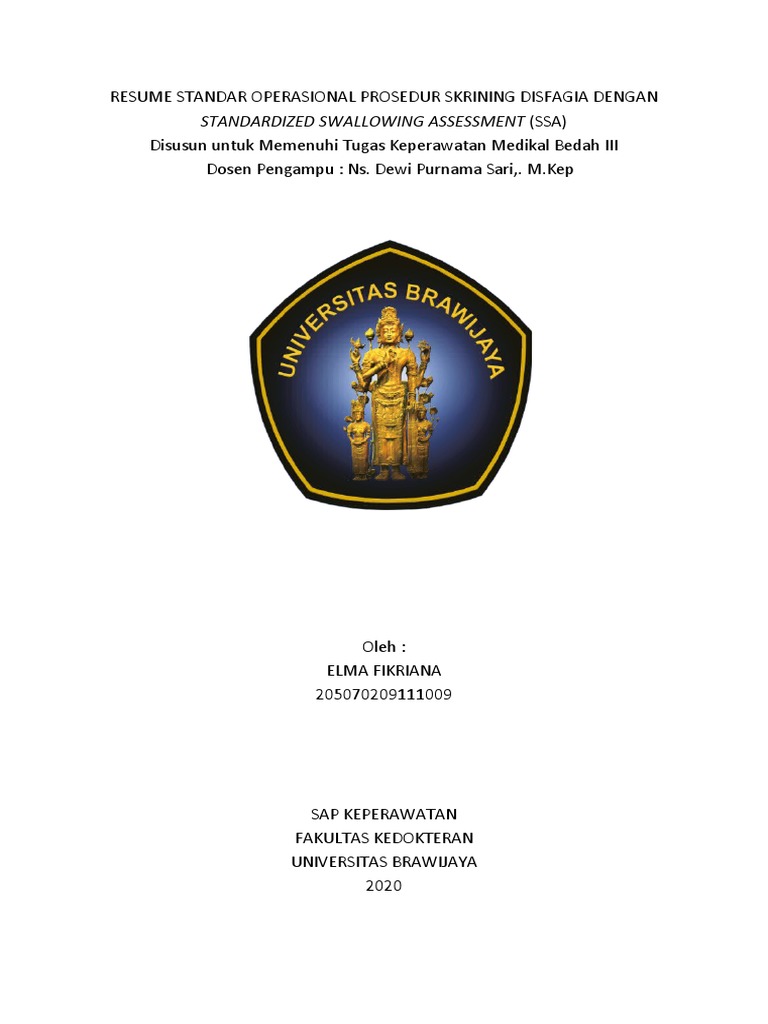 SAP - Elma Fikriana - SOP Skrining Disfagia Dengan SSA | PDF