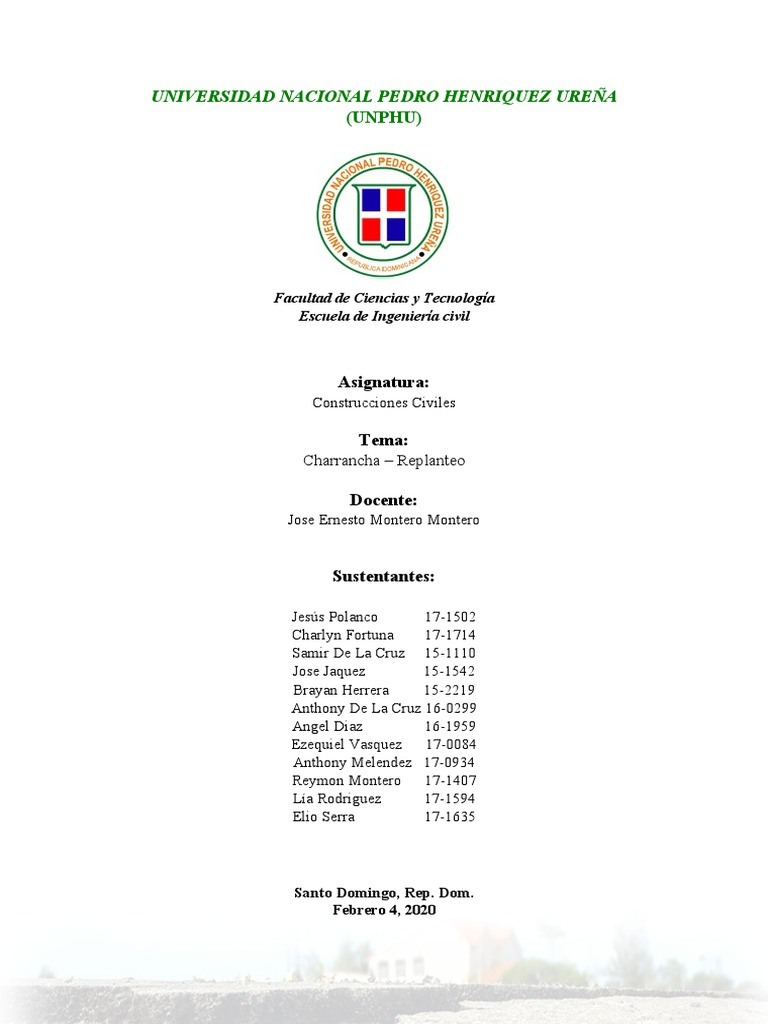 Replanteo y construcción de charrancha en la UNPHU | PDF | Naturaleza