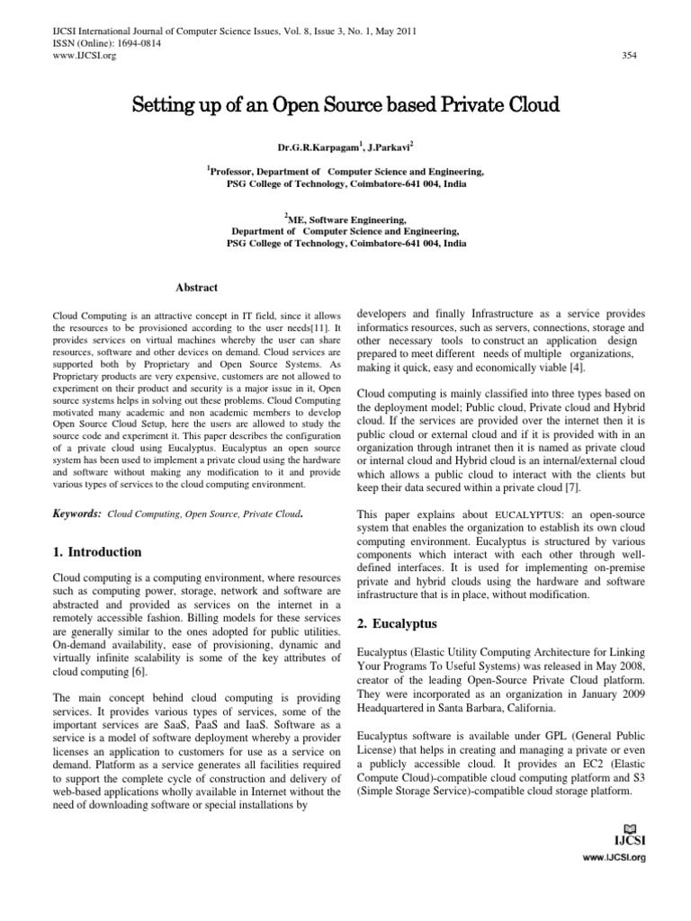 Setting Up of An Open Source Based Private Cloud | PDF | Cloud ...