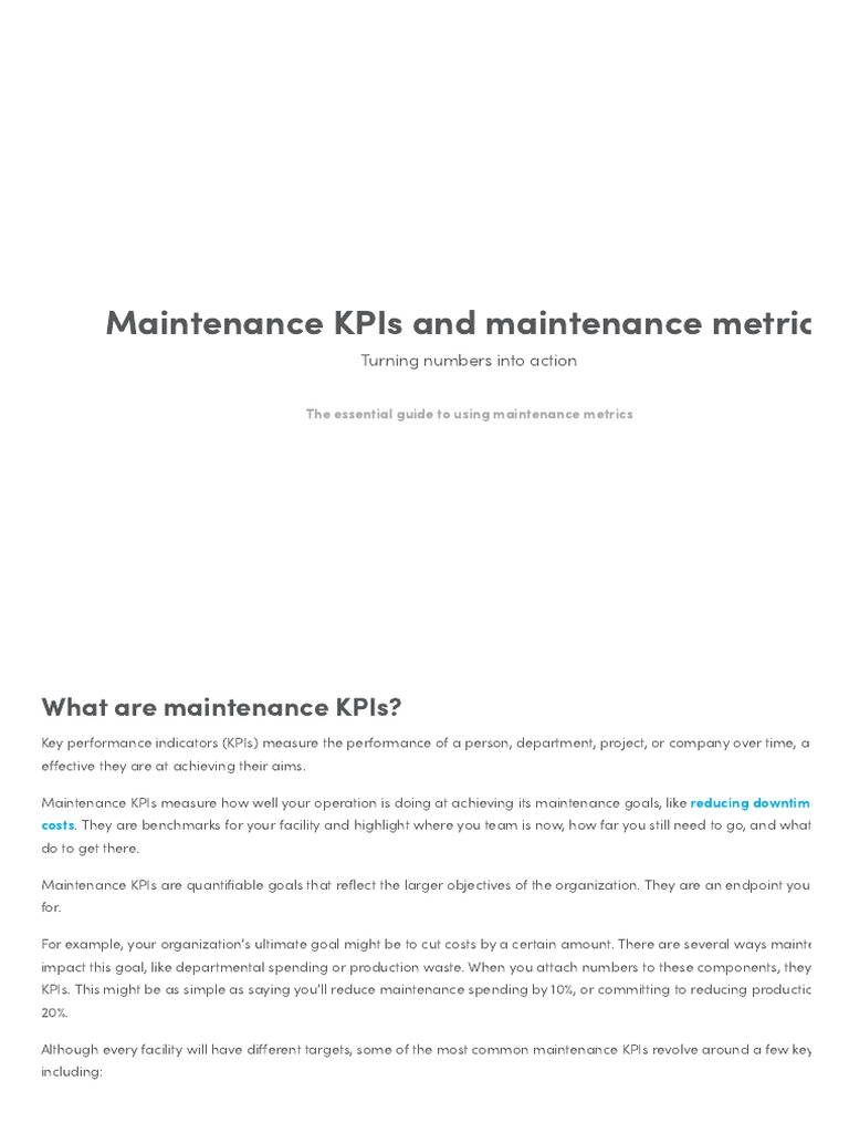 Maintenance KPIs - Maintenance Metrics To Measure Performance - Fiix ...