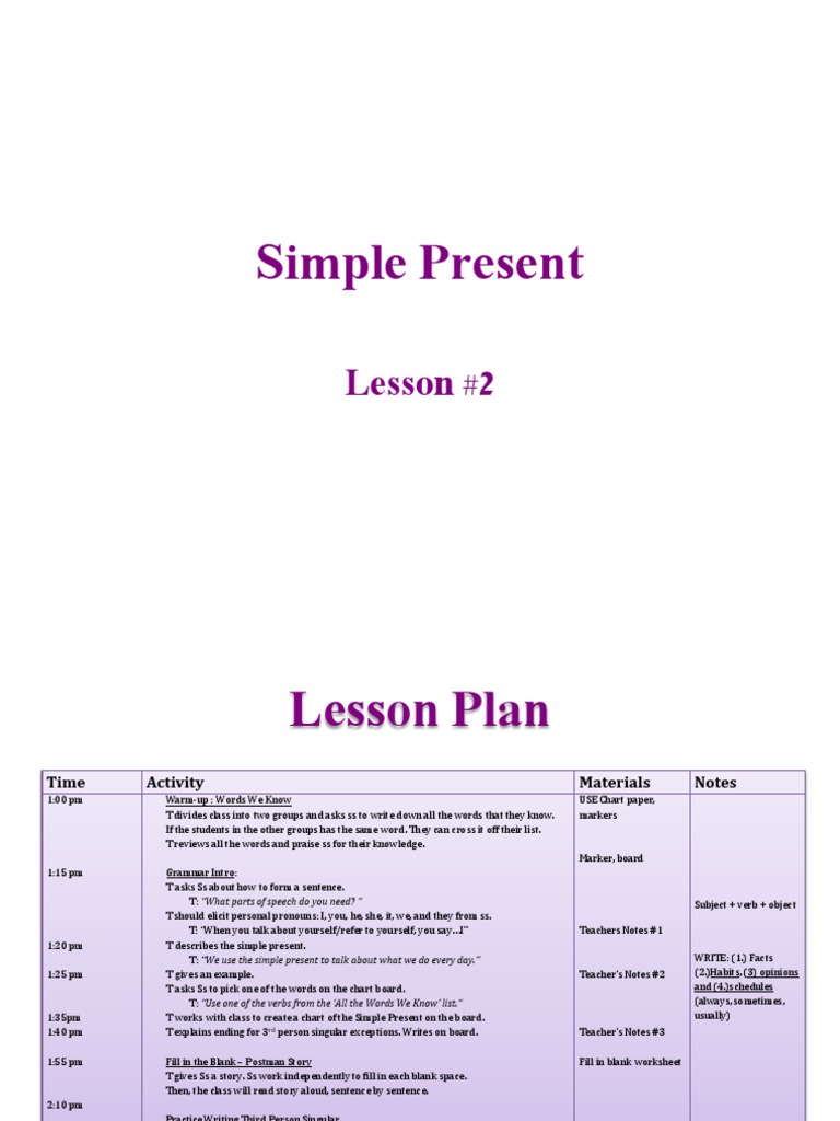 Simple-Present-Tense Lesson Plan Sample