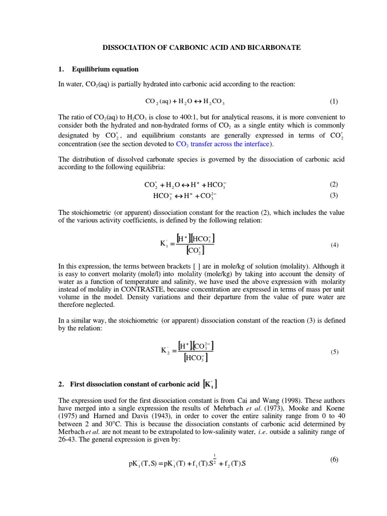 H2CO3 Dissociation | PDF | Branches Of Thermodynamics | Applied And ...