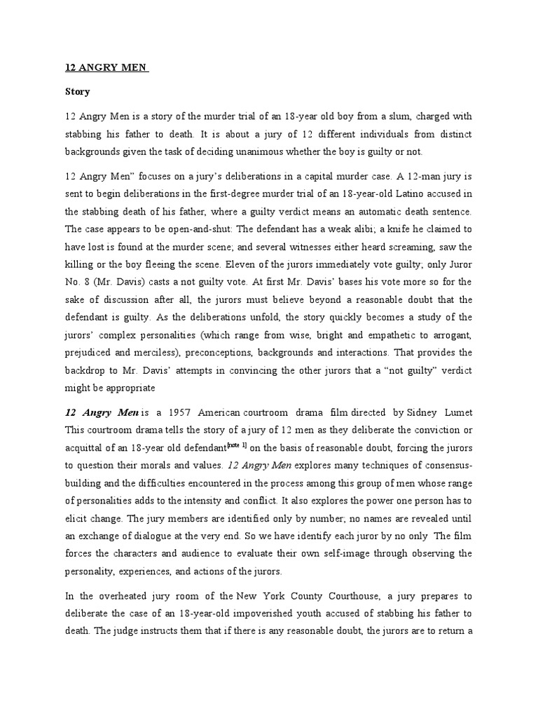 12 Angry Men | PDF | Judiciaries | Justice