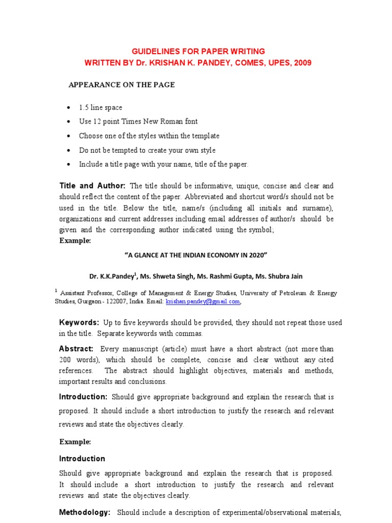 Guidelines Paper Writing | PDF