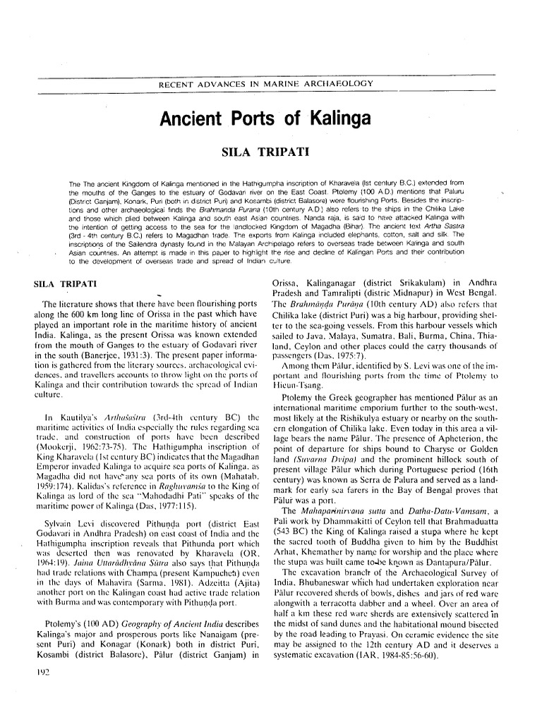 Ancient Port of Kalinga | PDF