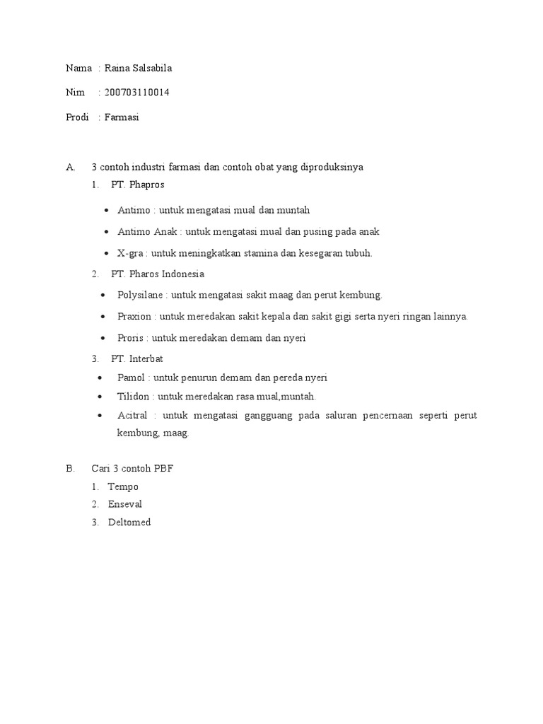 Contoh Industri Farma Dan PBF | PDF
