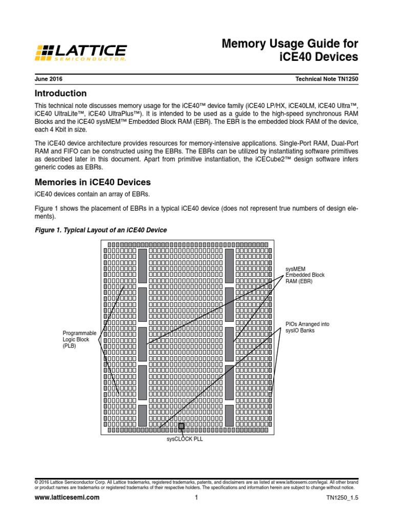 Memory Usage Guide For Ice 40 Devices | PDF | Input/Output | Random Access Memory