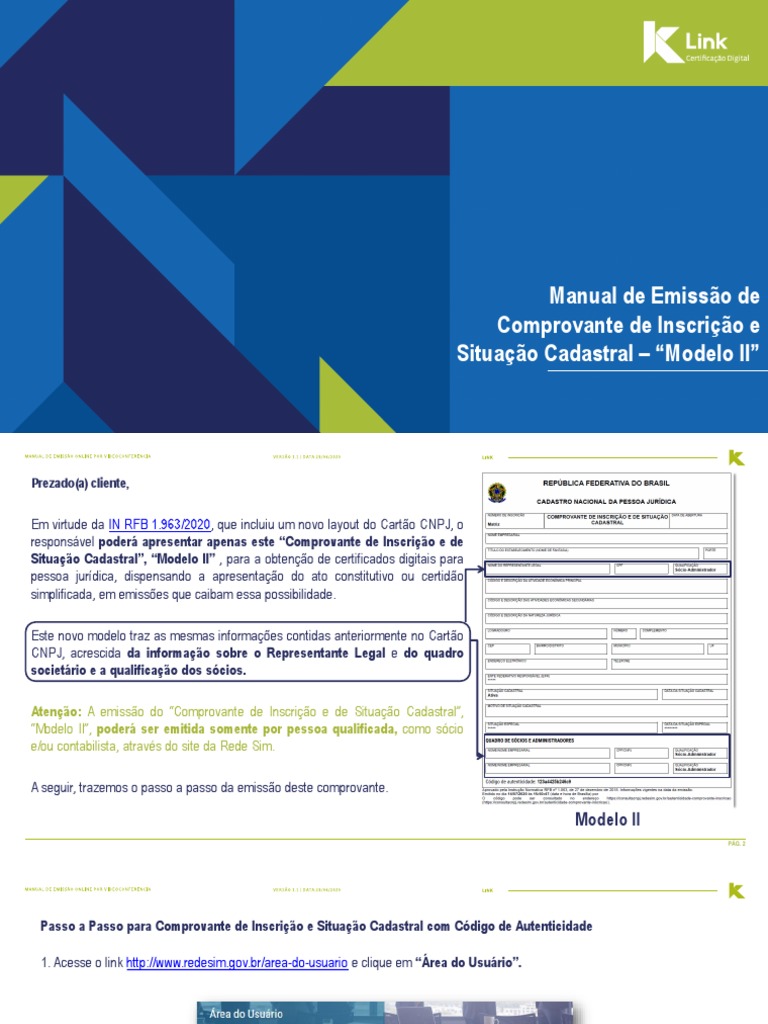 Manual de Emissão de Comprovante de Inscrição e Situação Cadastral ...