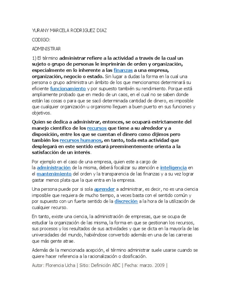 Definición y Concepto de Administrar | PDF | Empresas | Planificación