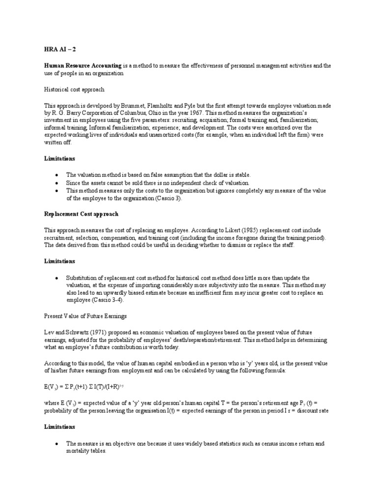 Hra Ai - 2 Human Resource Accounting Is A Method To Measure The ...