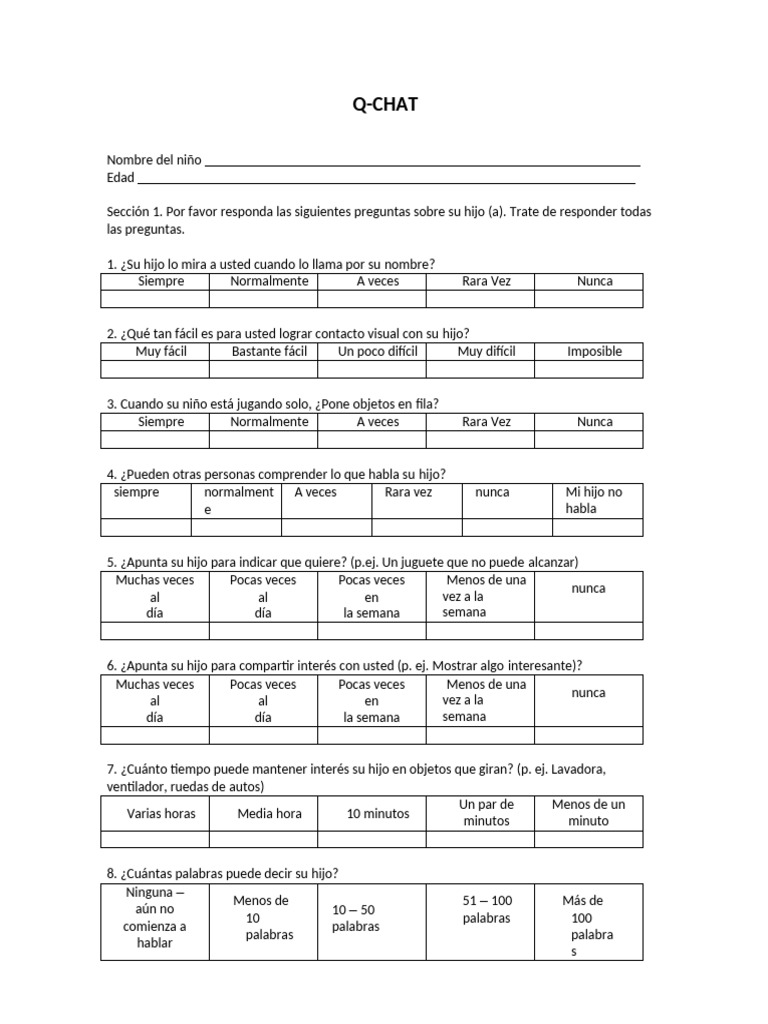Q-CHAT Autismo | PDF