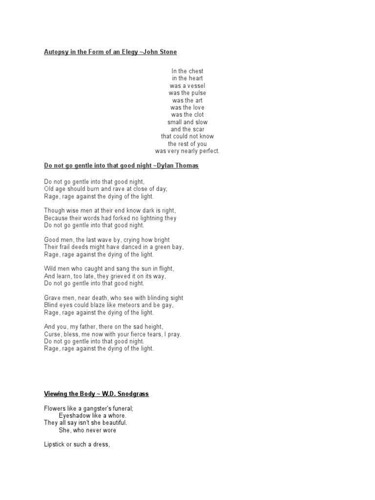 CI Poems About Death | PDF | Nature