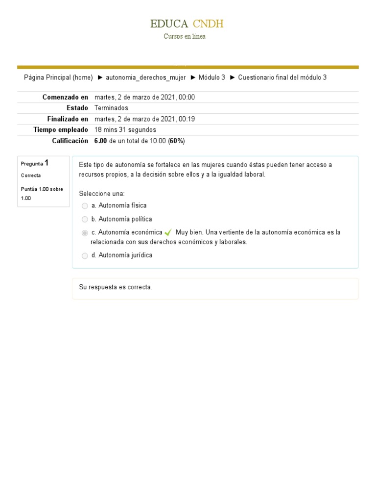 Autonomía y derechos de la mujer: Módulo 3 | PDF | Crecimiento personal ...