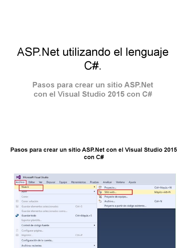 Pasos para Crear Un Sitio ASPNet Con El Visual Studio 2015 Con CSharp | PDF | Microsoft Visual ...