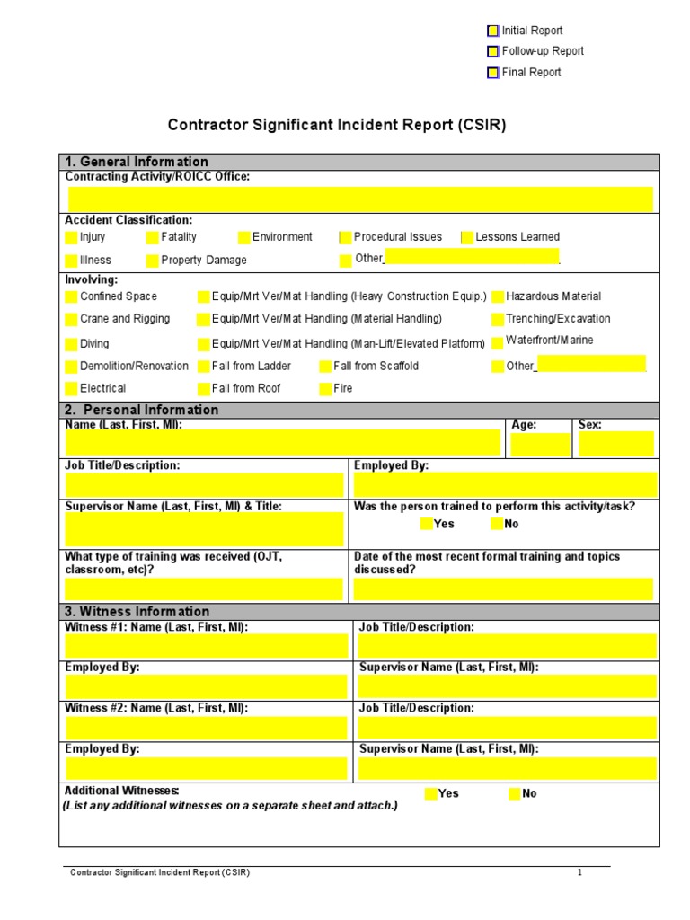 SW - Ci - Const - Fillable Csir | PDF | Personal Protective Equipment ...