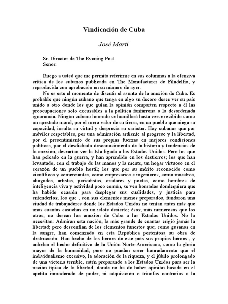 Vindicación de Cuba | PDF | Cuba | Libertad