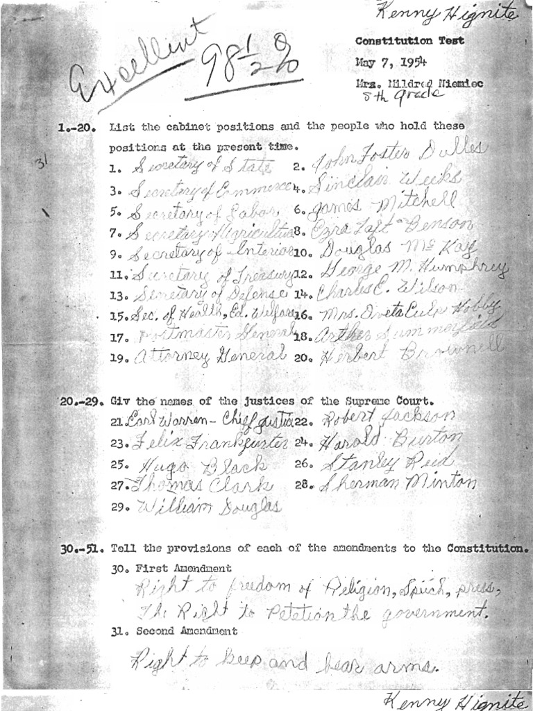 8th Grade Constitution Test Guide | PDF