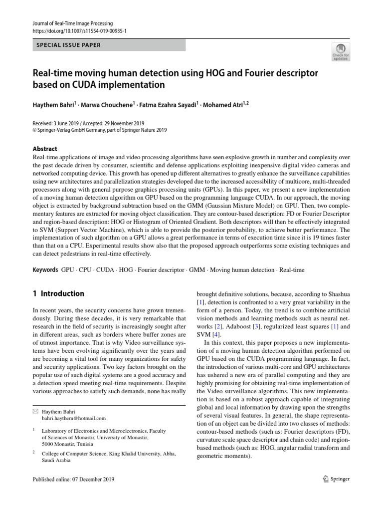 Real Time Moving Human Detection Using HOG and Fourier Descriptor Based On CUDA Implementation ...