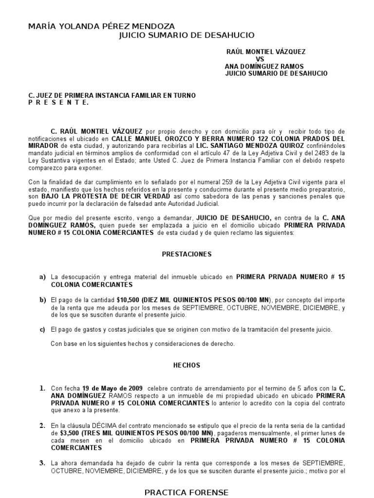 Juicio de Desahucio | PDF | Desalojo | Ley común
