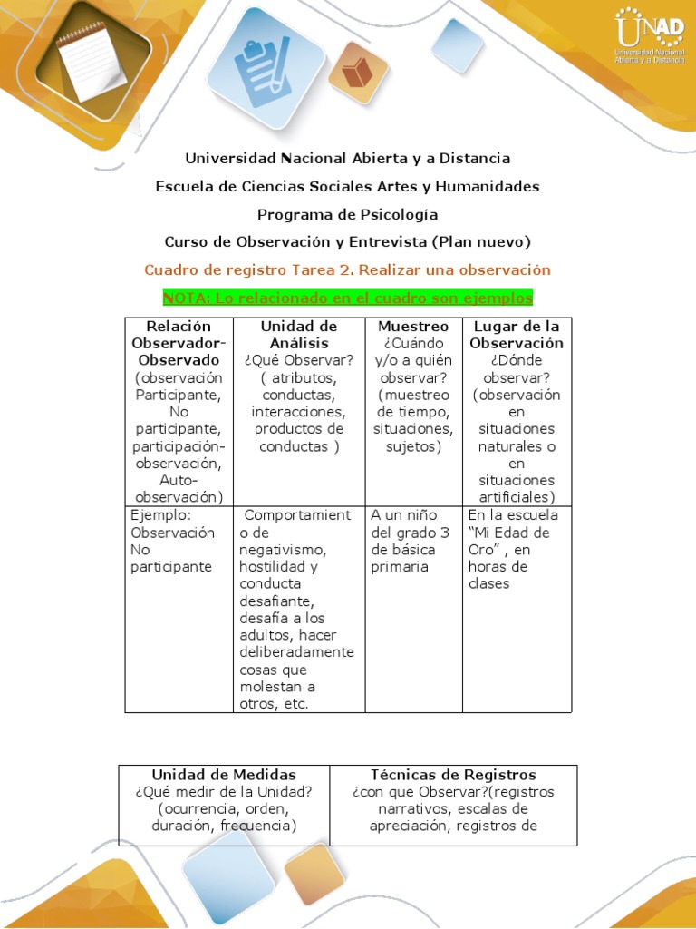 EJEMPLO Cuadro de Registro - Diario de Campo, PARA LA OBSERVACION | PDF ...