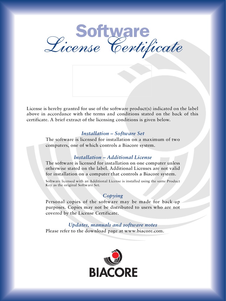 Certificate Of License Template