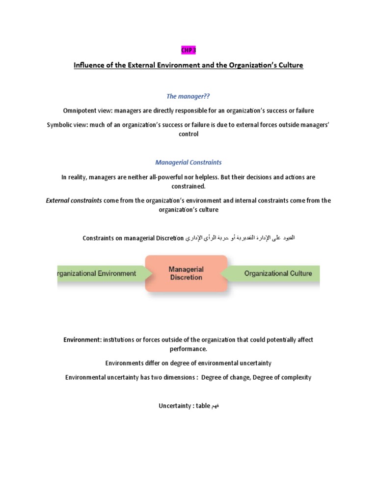 Influence of The External Environment and The Organization's Culture ...