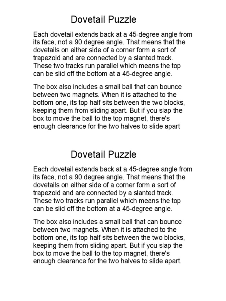 Dovetail Puzzle Mechanics Explained | PDF