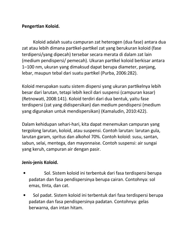 Pengertian Koloid | PDF | Sains & Matematika