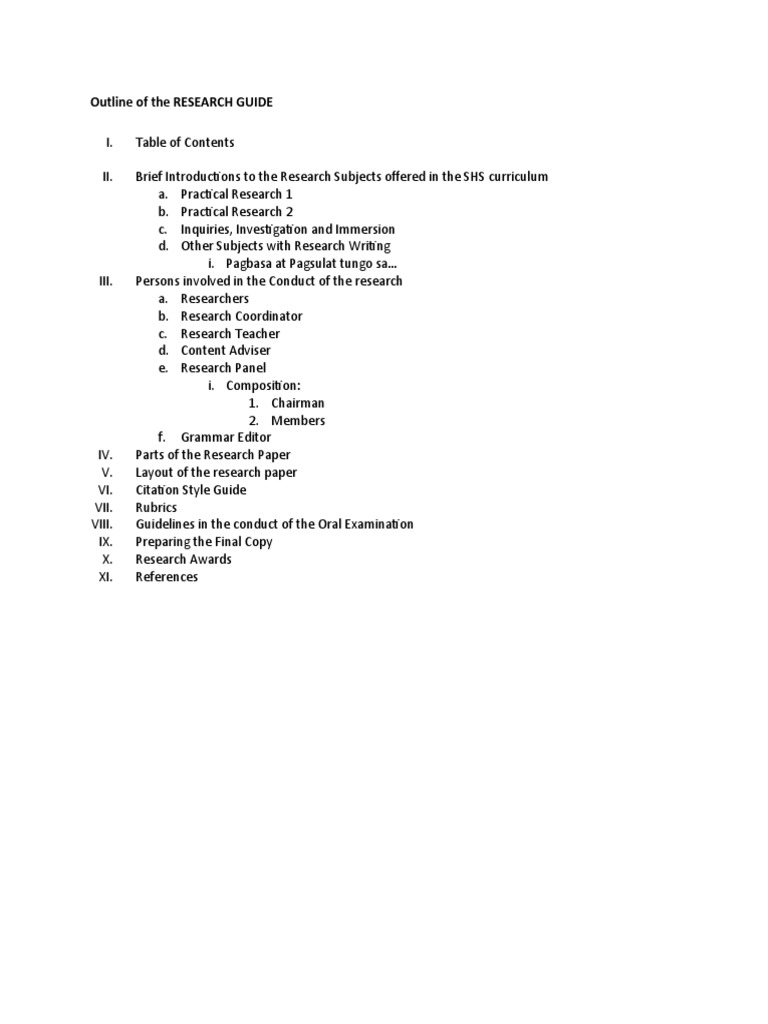 Outline of The Research Guide | PDF