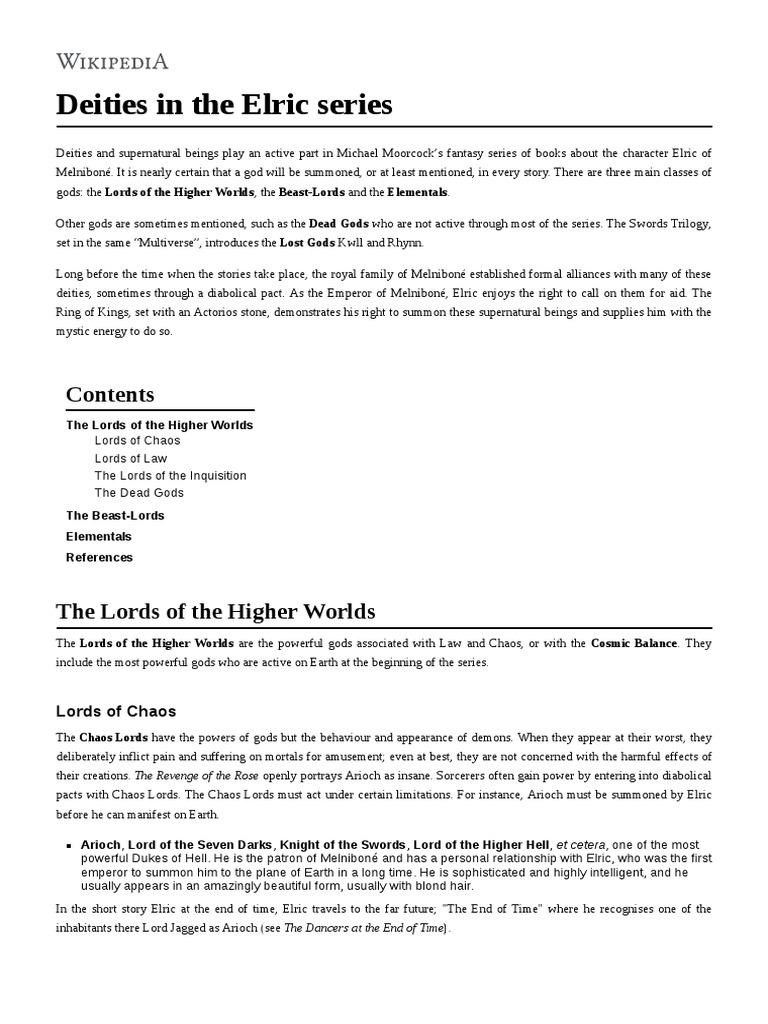 Deities in The Elric Series | PDF