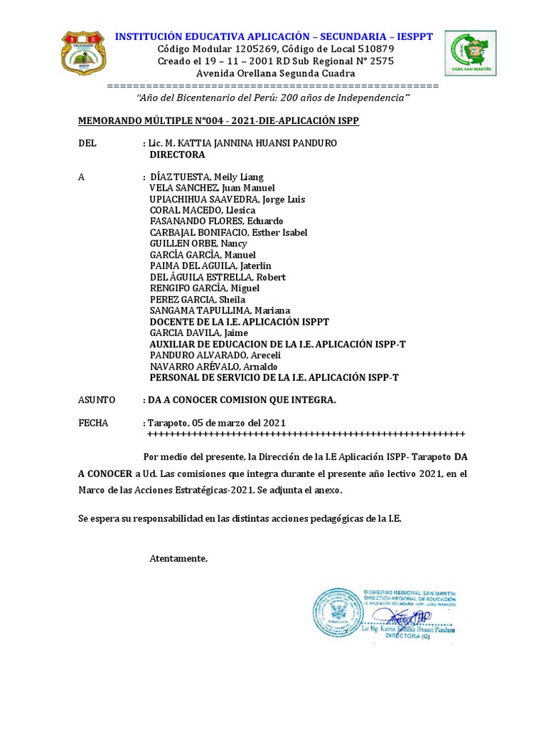 Memo Comisiones 2021 | PDF