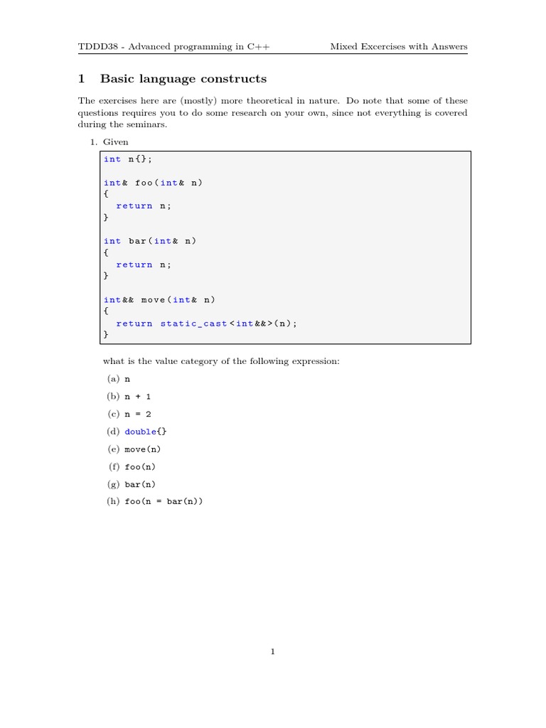 Basic Exercises Answers Pdf Pointer Computer Programming Parameter Computer Programming