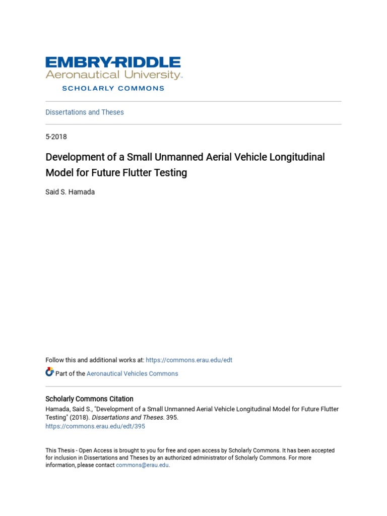Development of A Small Unmanned Aerial Vehicle Longitudinal Model ...