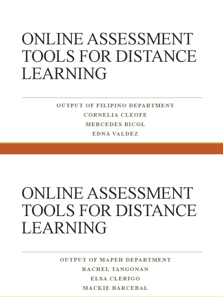 Online Assessment Tools For Distance Learning | PDF