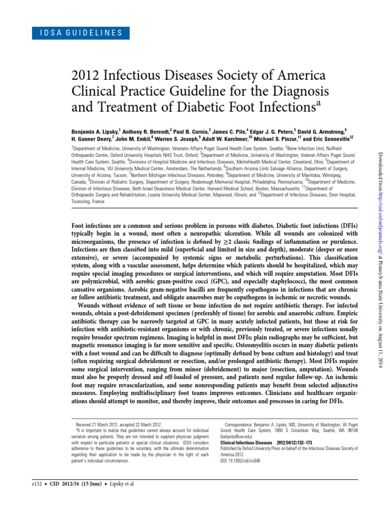 2012 Idsa Diabetic Foot Infections | PDF | Wound | Amputation