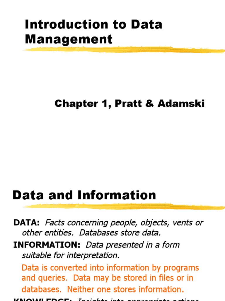 Introduction To Data Management: Chapter 1, Pratt & Adamski | PDF ...