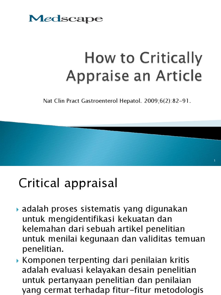 How To Critically Appraise An Artic | PDF